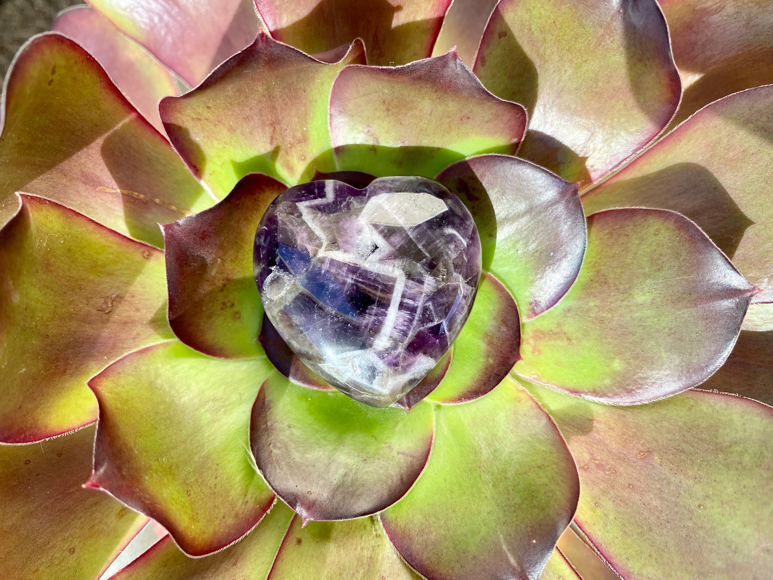 Chevron Amethyst Crystal Heart Energy Healing Crystal - Etsy