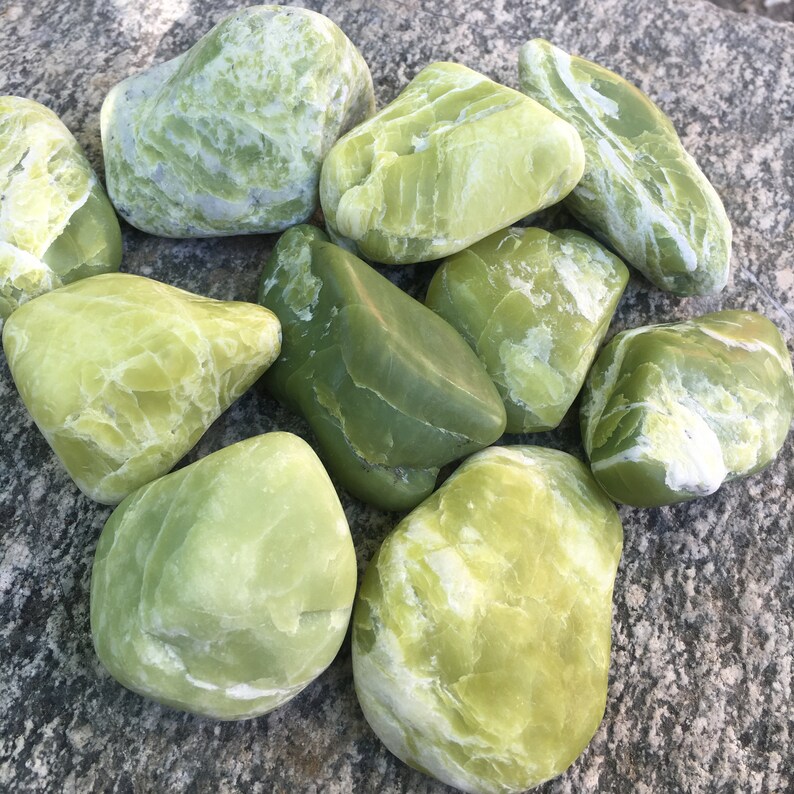 Noble Serpentine Tumbled Stone: Lime Green Palm Crystal - Etsy