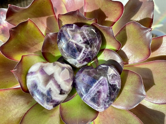 Chevron Amethyst Crystal Heart Energy Healing Crystal - Etsy