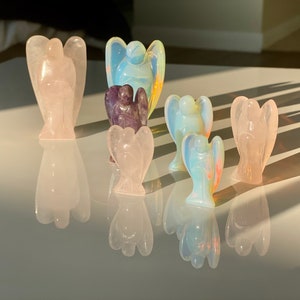 Small & Medium Size Angel Crystal Figurine | Rose Quartz | Amethyst ...