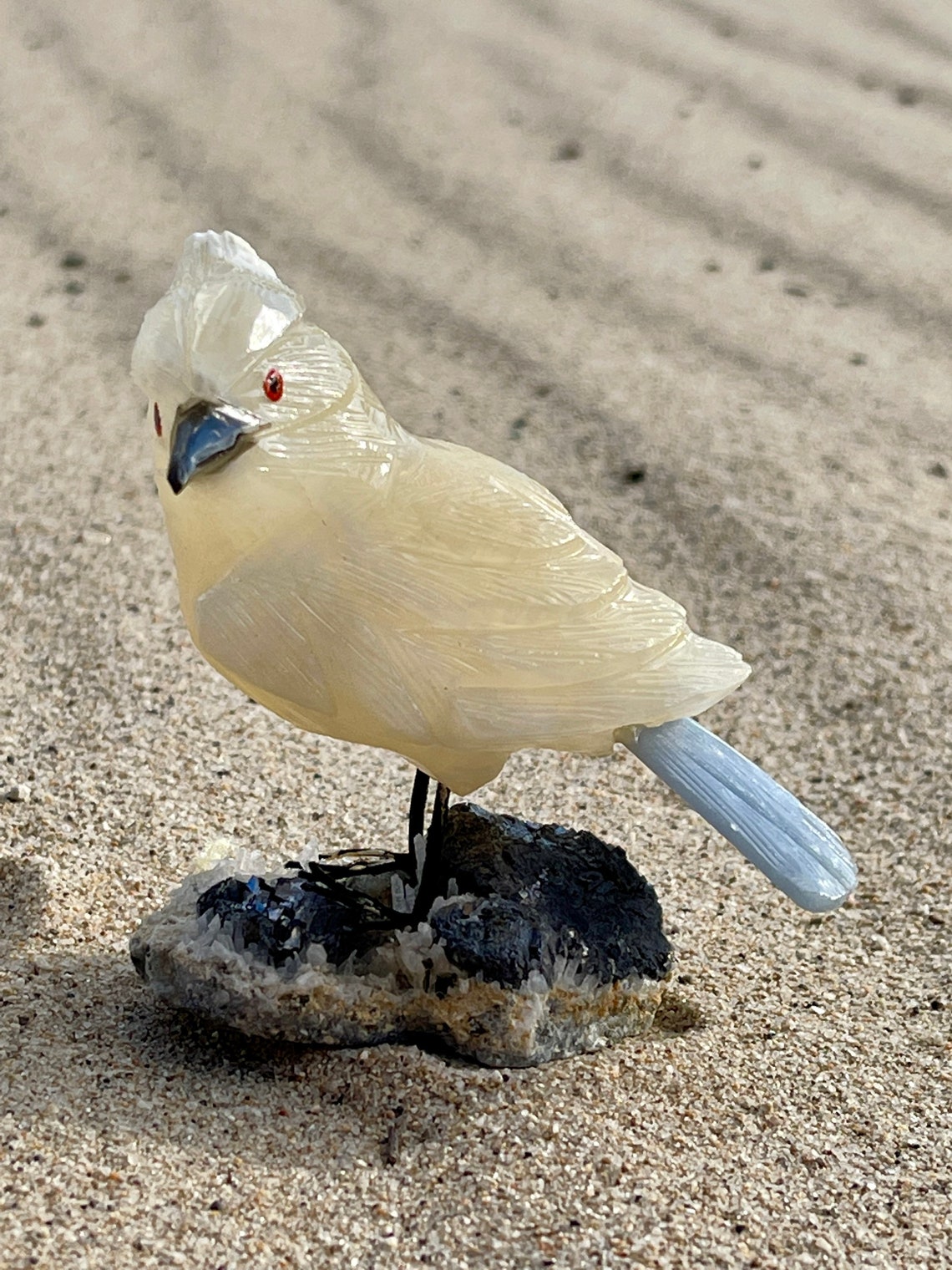 4 White and Blue Natural Soapstone & Crystal Bird - Etsy