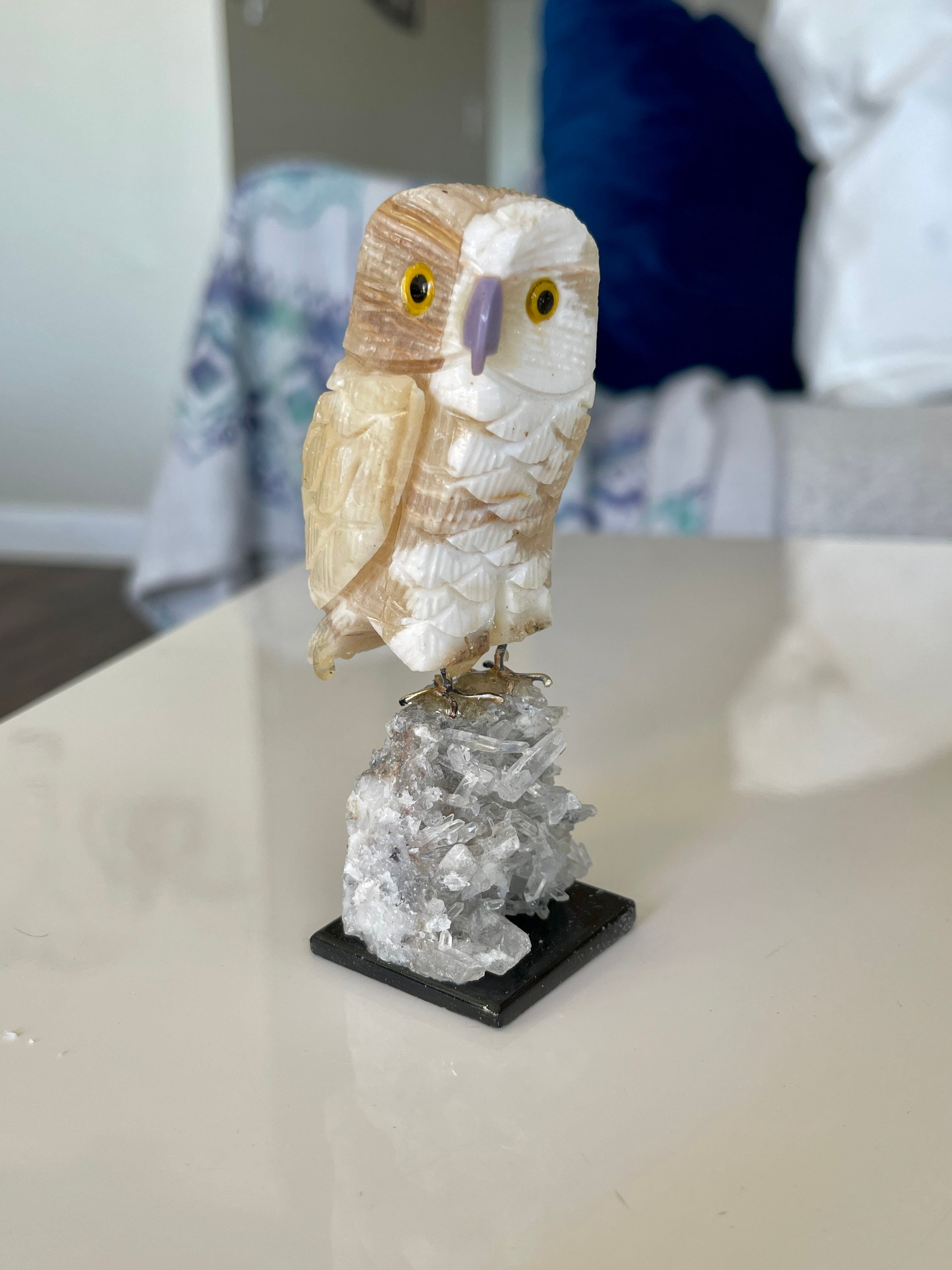 4 Soapstone & Crystal Owl Carvings Crystal Owl Carving - Etsy