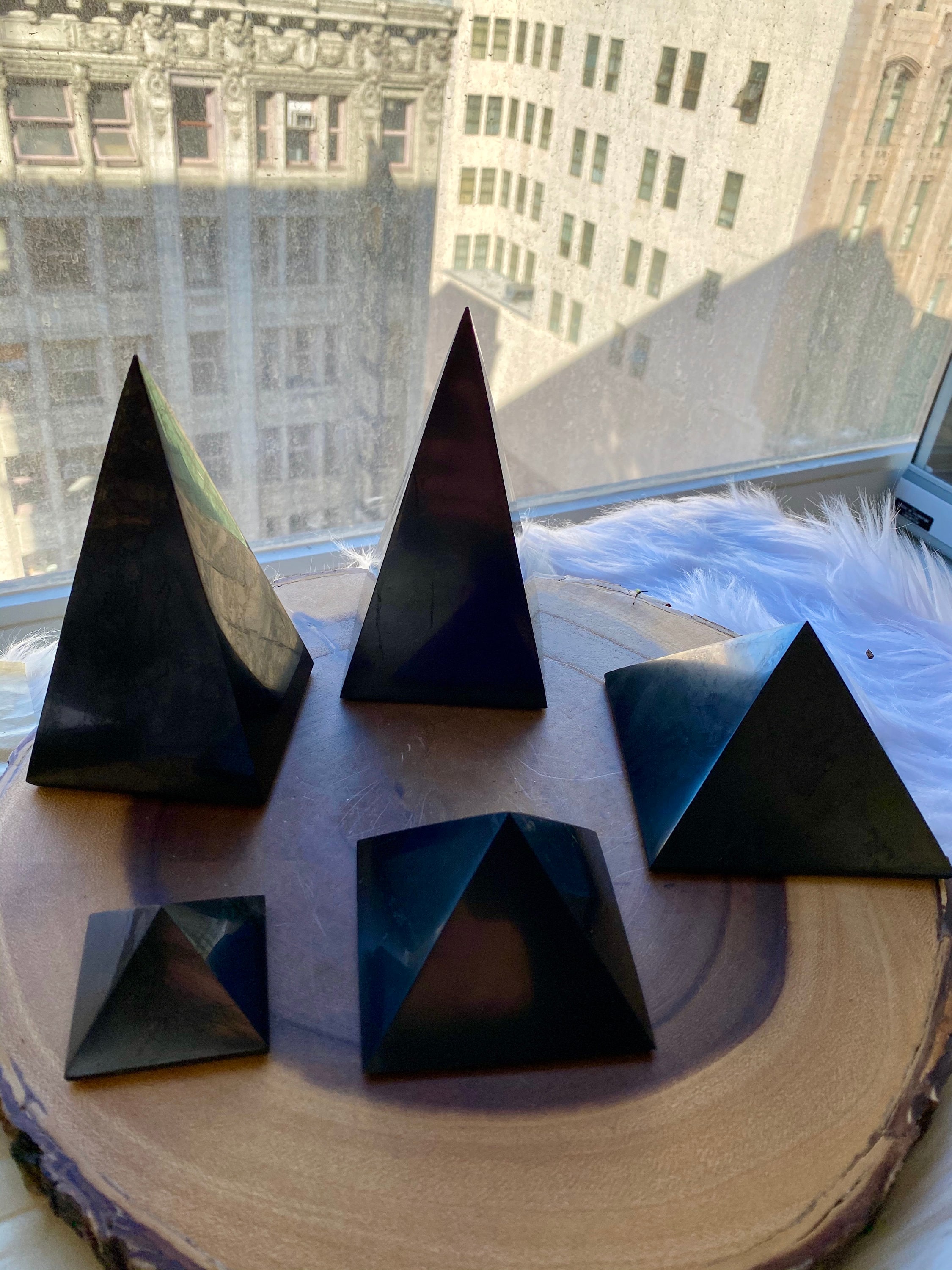 Tall Shungite Pyramid EMF Protection 5G Protector Home - Etsy