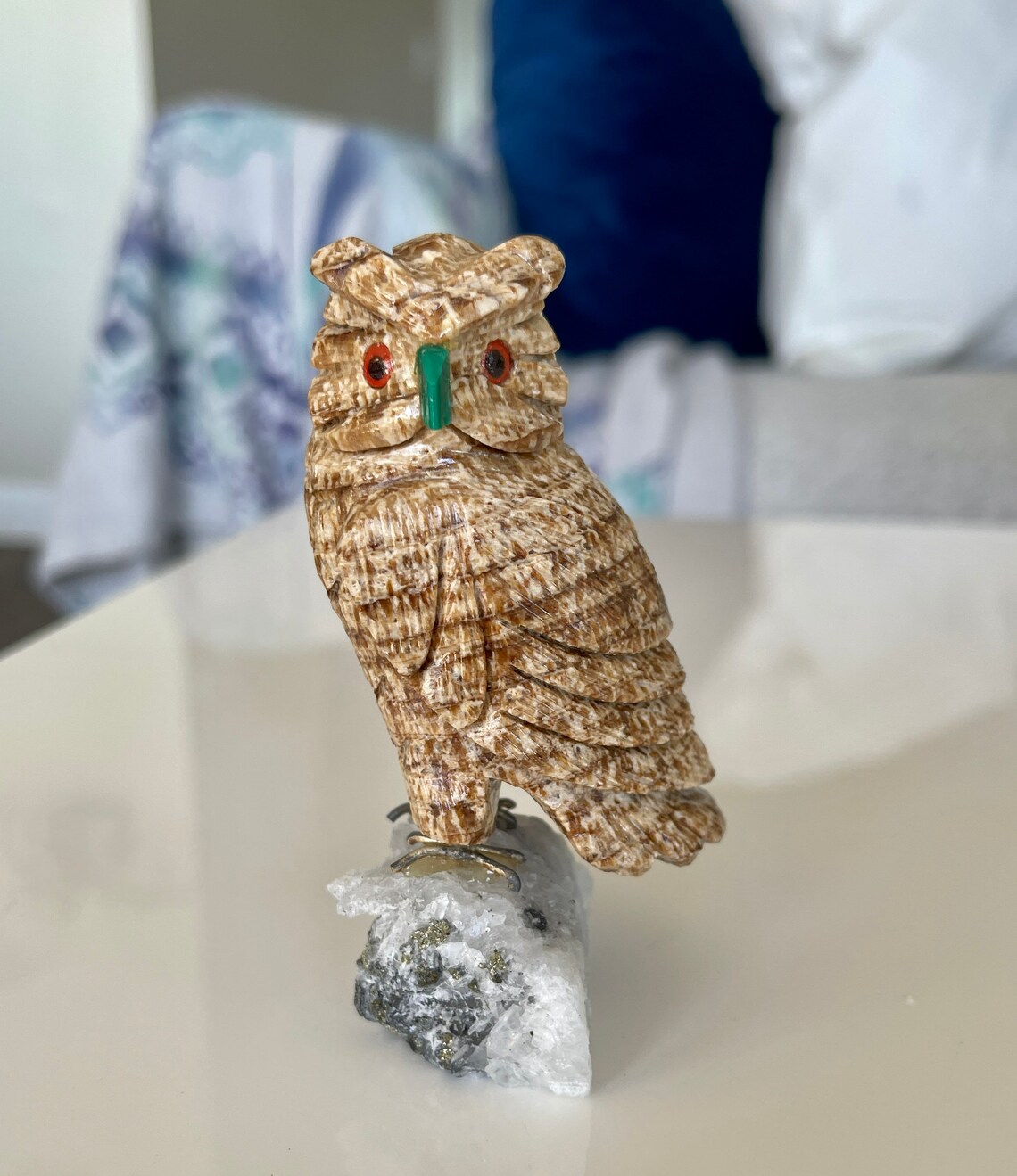 4 Soapstone & Crystal Owl Carvings Crystal Owl Carving - Etsy