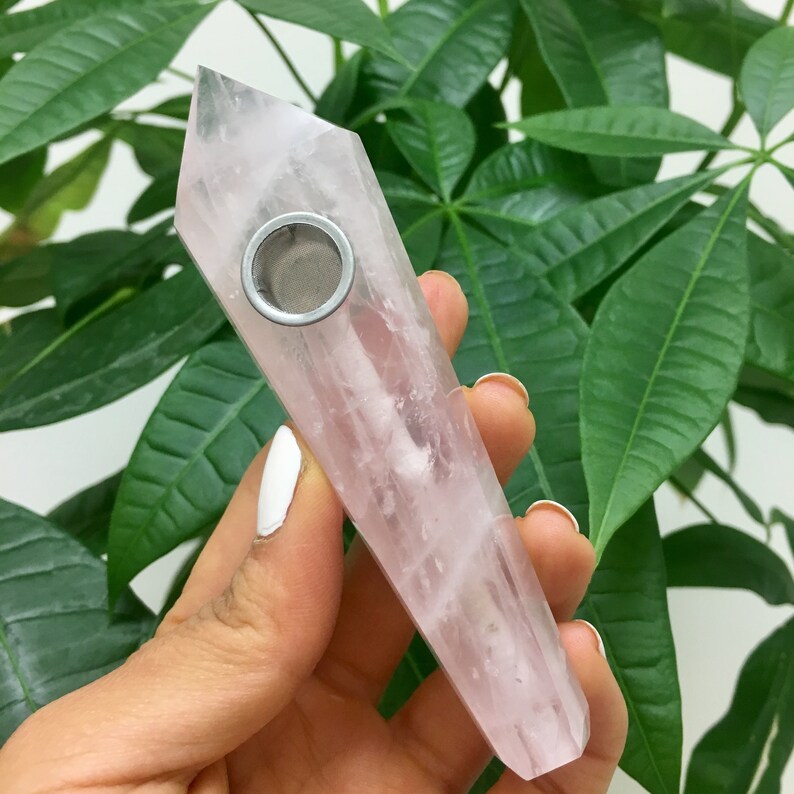Rose Quartz Crystal Pipe Gemstone Pipe Smoking Pipe Gift - Etsy