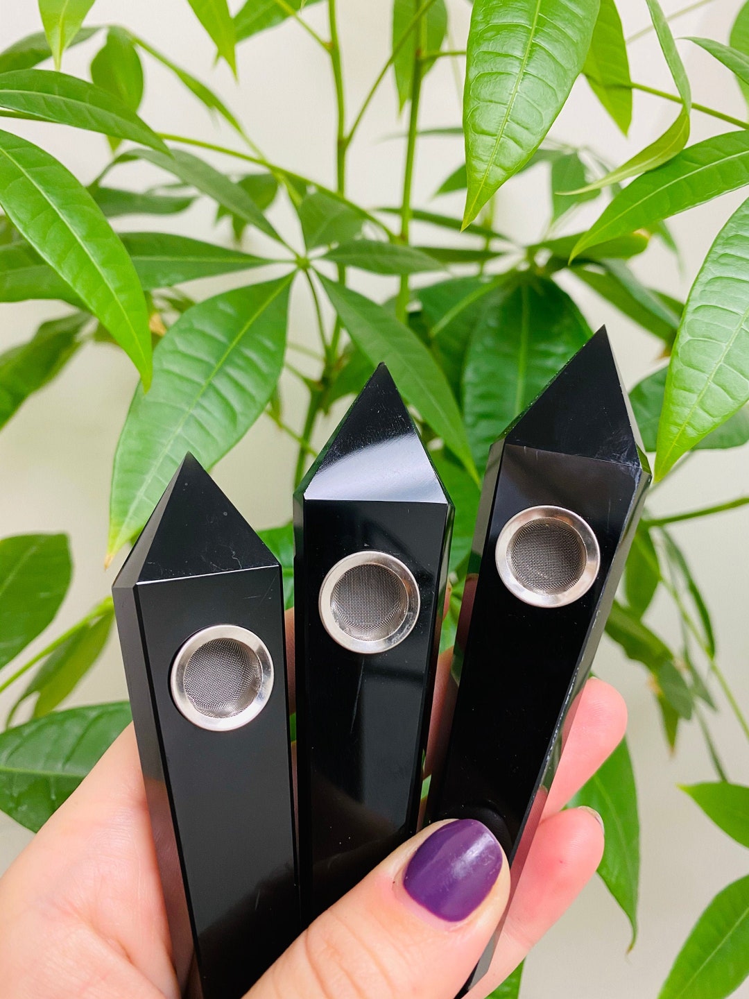 Obsidian Crystal Pipe | One of a Kind Gemstone Smoking Pipe - Etsy