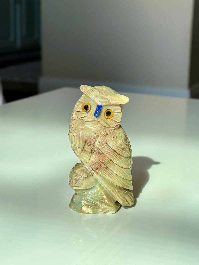 4" Onyx Crystal Owl Carving: Home Decor Bird Sculpture - Etsy
