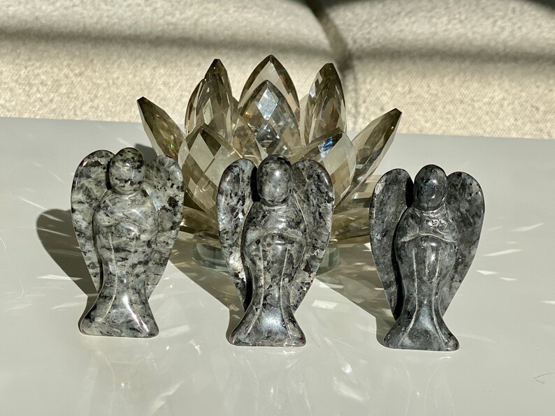 Large Angel Crystal Figurines Black Moonstone Angel | Etsy