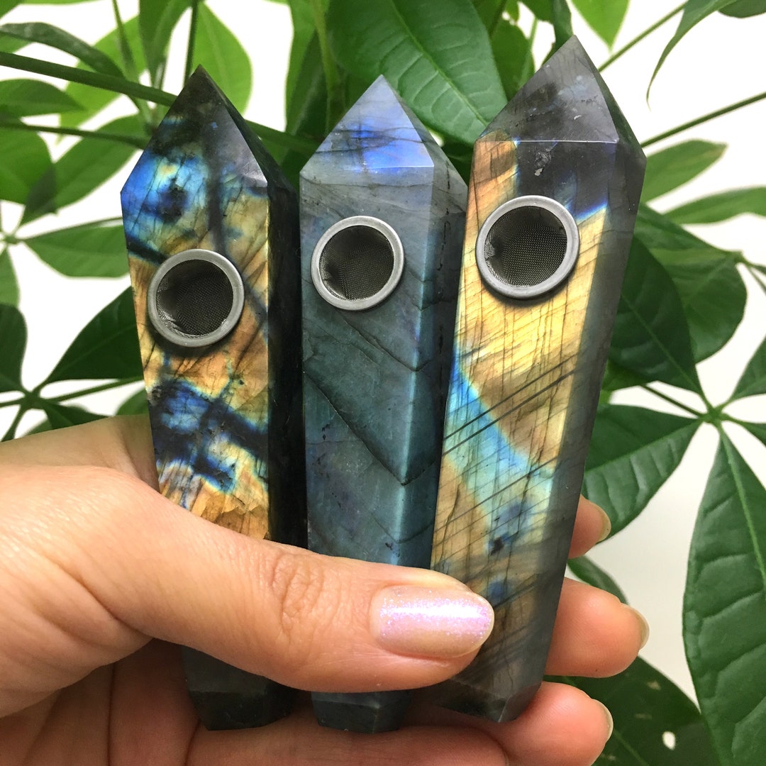 Labradorite Crystal Pipe | Gemstone Pipe | Smoking Pipe | Gift for a ...