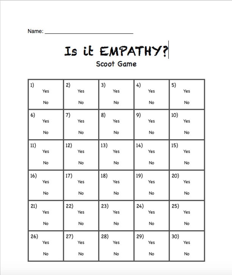 Is It Empathy? Scoot Game for Teachers, Classrooms, School Counselors ...