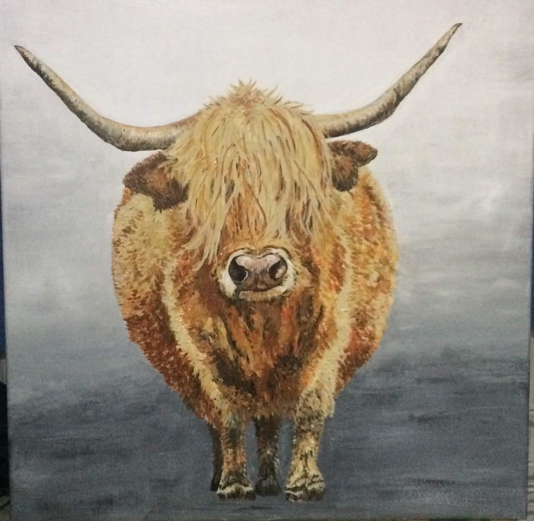 Large Highland Cow Print From My Original Painting. 80cm by 80 Square X ...