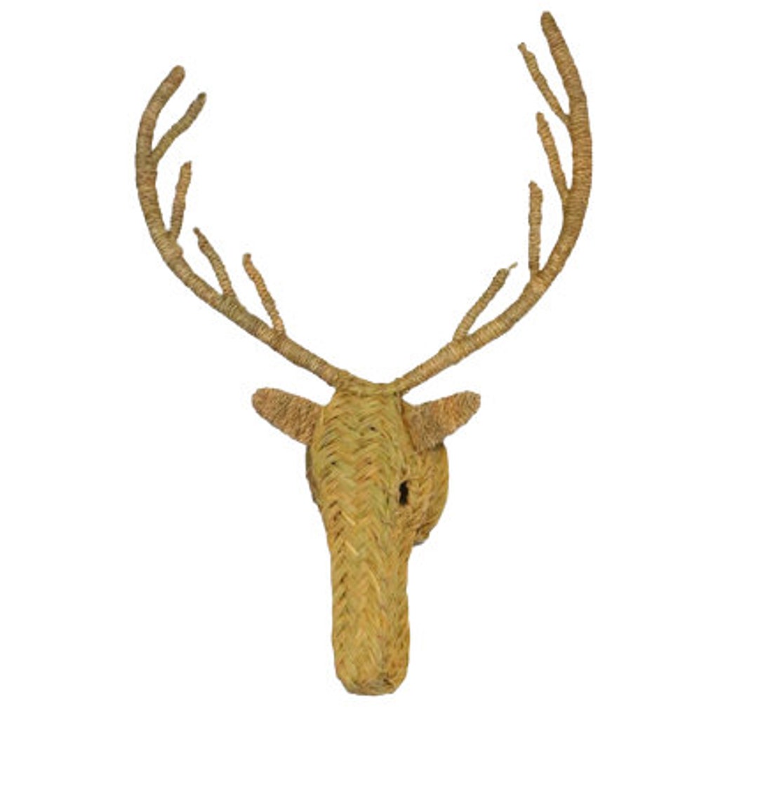 Moroccan Rattan Deer Head, Wicker Animal Straw Head, Faux Trophy ...