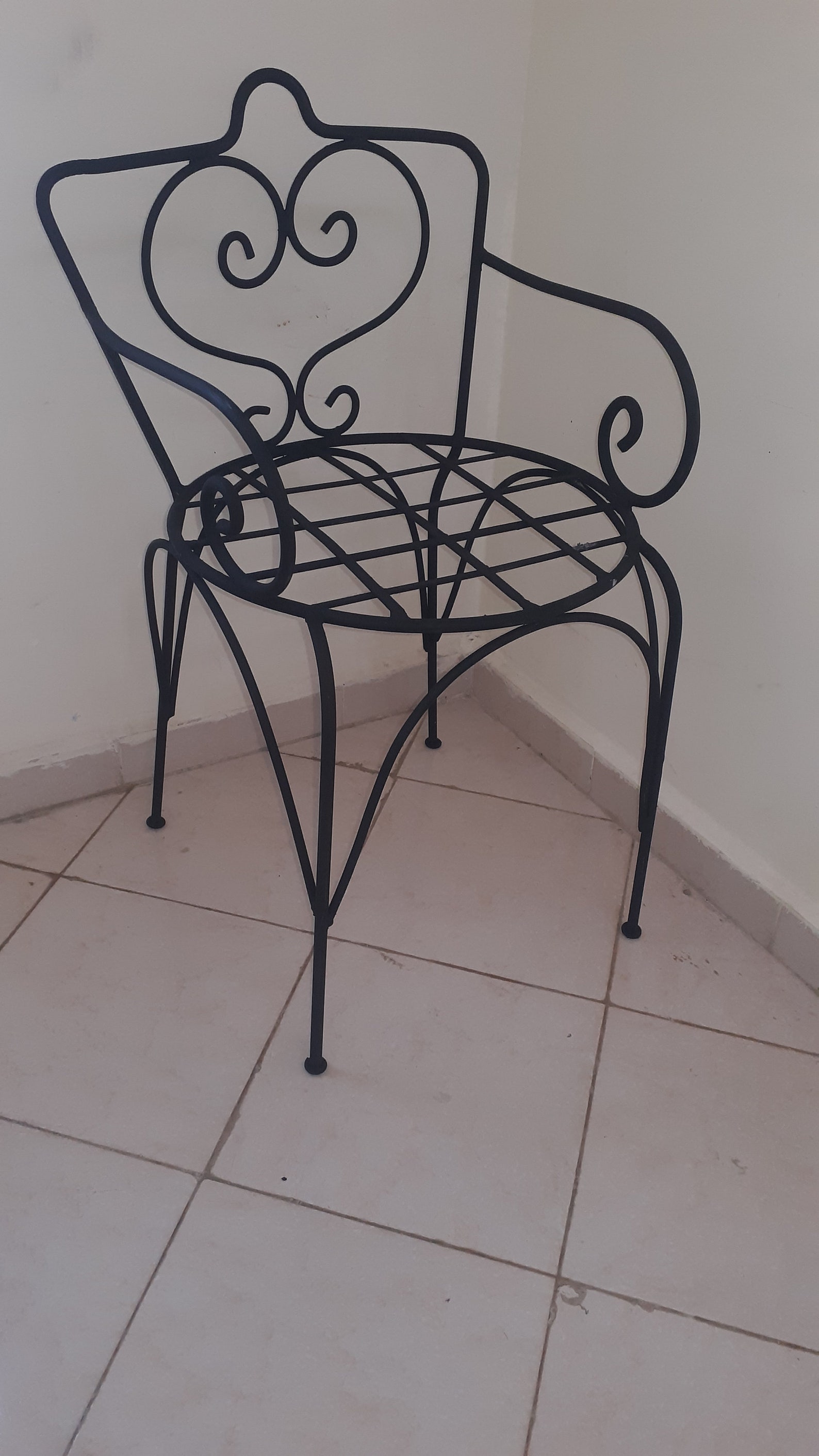 Set of 2 Moroccan Handmade Iron Chair, Hand Painted Outdoor Chair ...