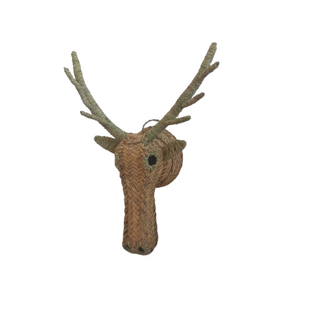 Moroccan Rattan Deer Head, Wicker Animal Straw Head, Faux Trophy ...