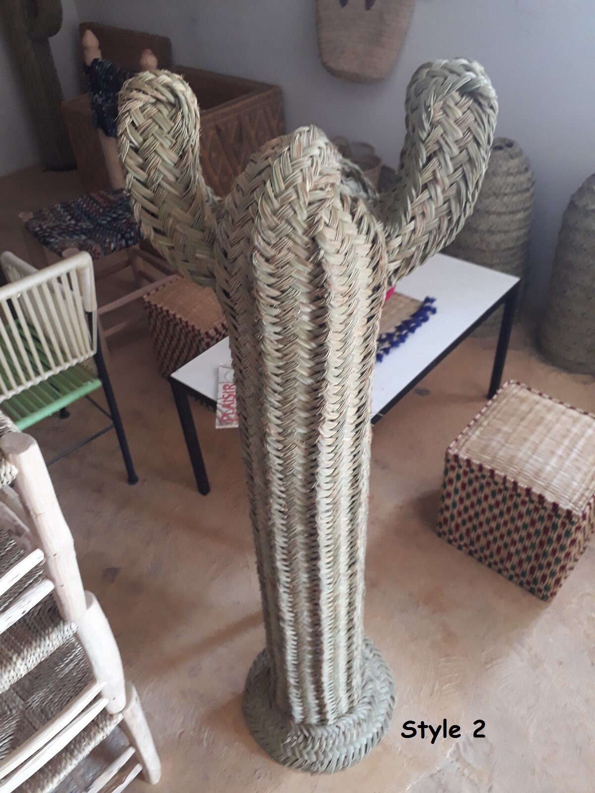 Moroccan Decorative Straw Cactus, Handmade Straw Cactus Rattan, Cactus ...