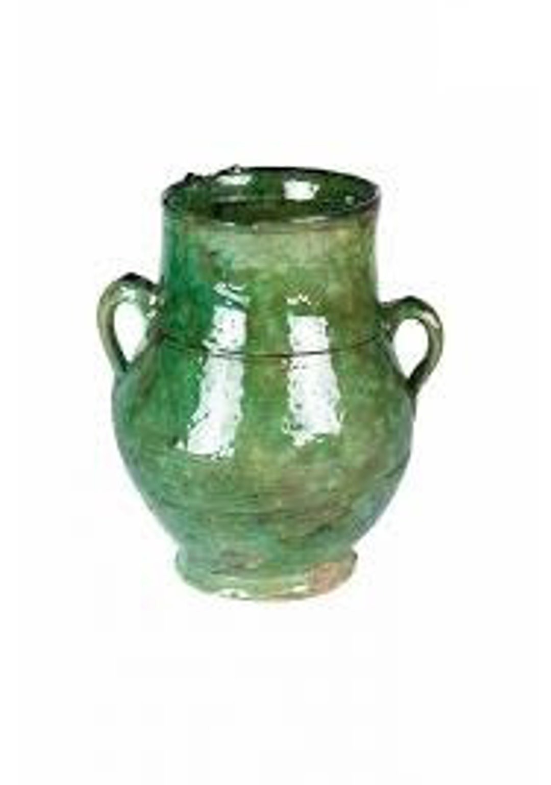 Moroccan Handmade Tribal Green Glazed Terracotta Vase, Moroccan ...