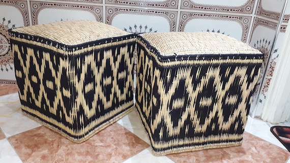Moroccan Square Pouf Wicker Straw Pouf From Morocco Wicker Ottoman Handmade Moroccan Ottoman Handmade Straw Stool Etsy