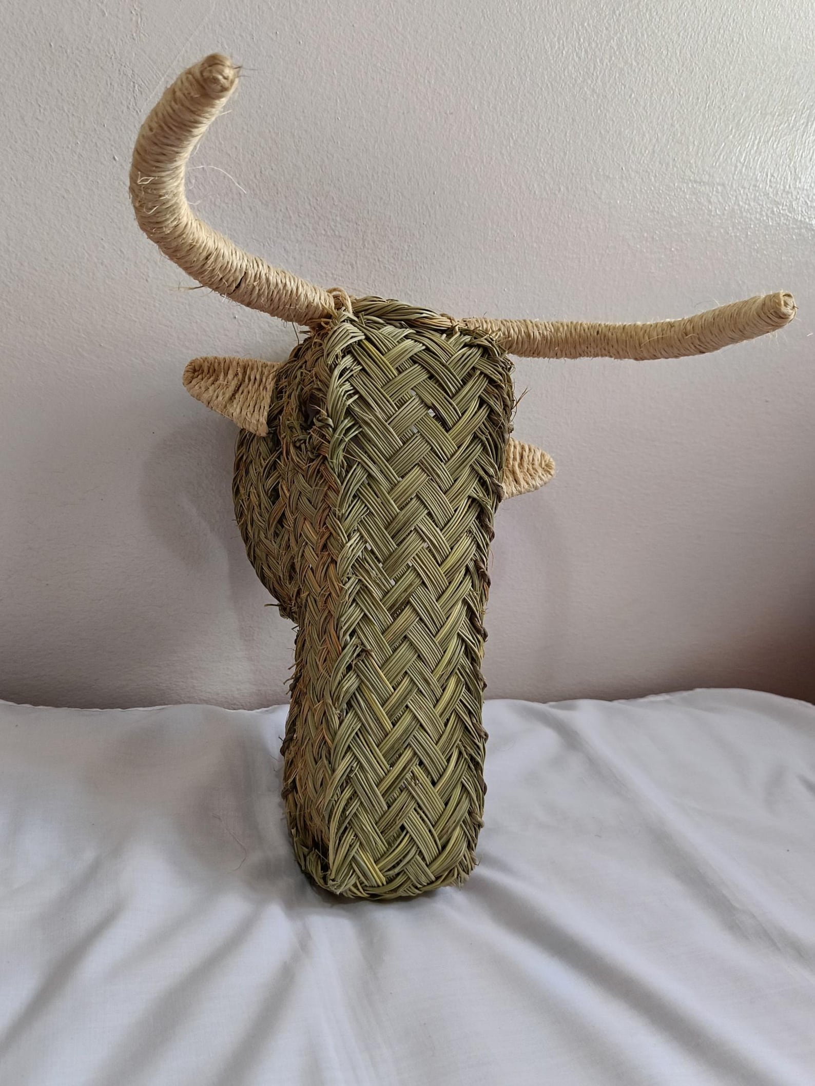 Moroccan Straw Bull Head, Animal Head Wall Decor, Faux Trophy,moroccan ...
