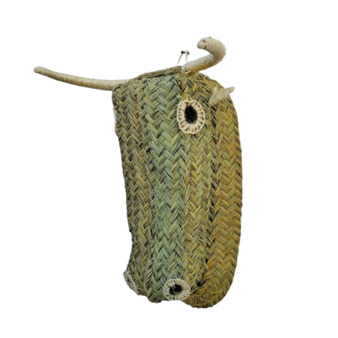 Large Moroccan Straw Bull Head, Animal Head Wall Decor, Faux Trophy ...