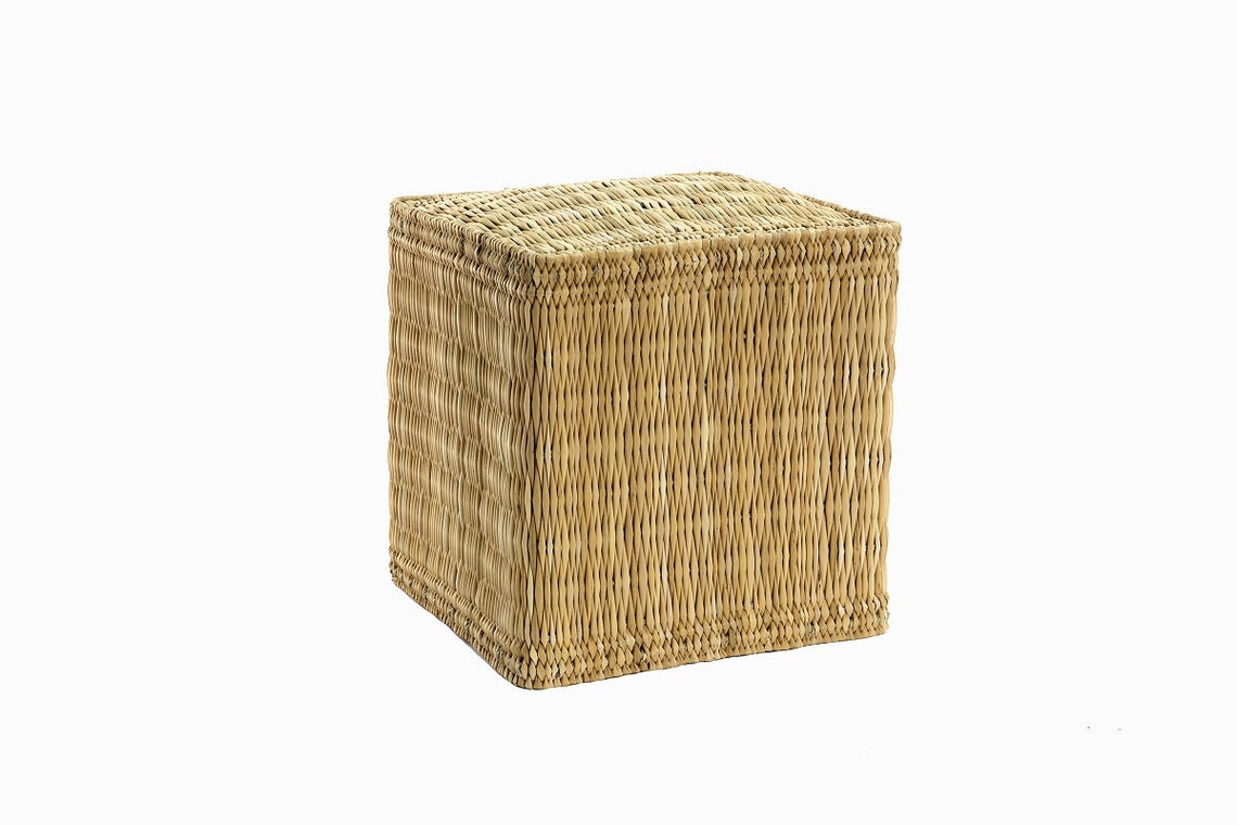 Moroccan Square Pouf Wicker Straw Pouf From Morocco Wicker - Etsy