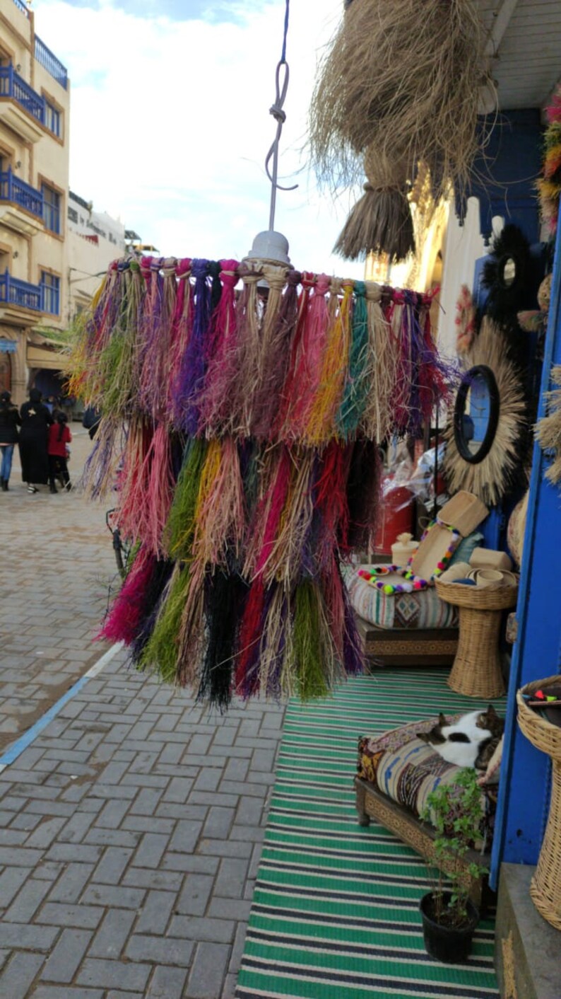 Multi-colors RAFFIA Fringes Chandelier Light Pendant Raffia | Etsy