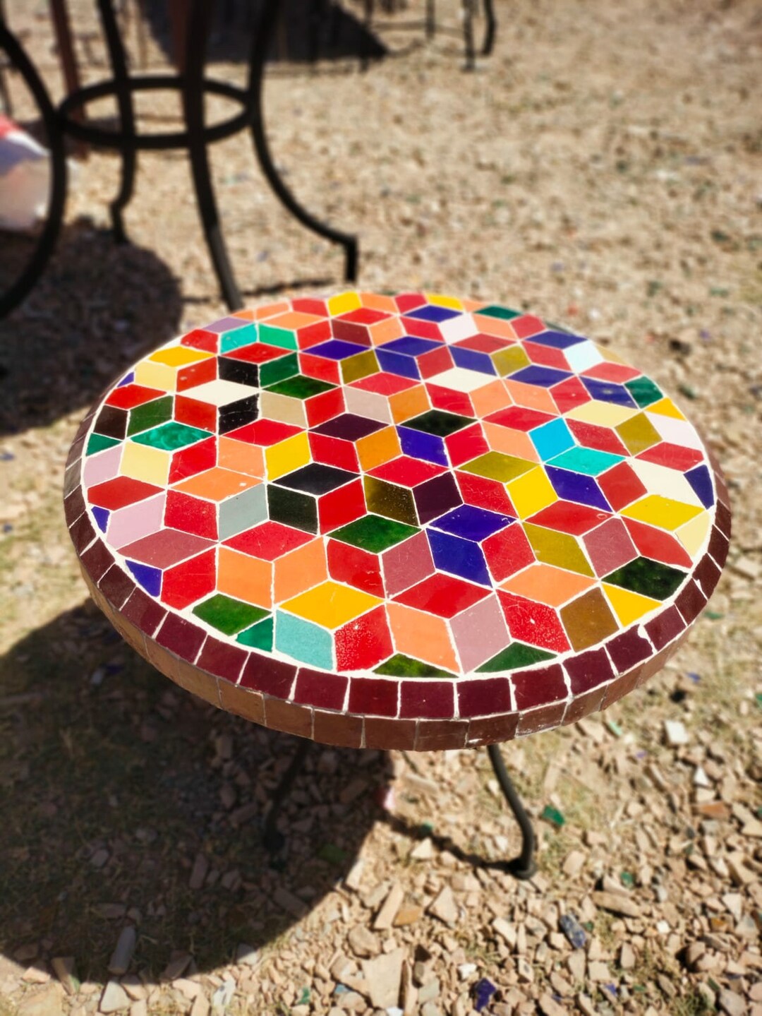 48" Moroccan Mosaic Table, Moroccan Handmade Mosaic Round Table, Beldia ...