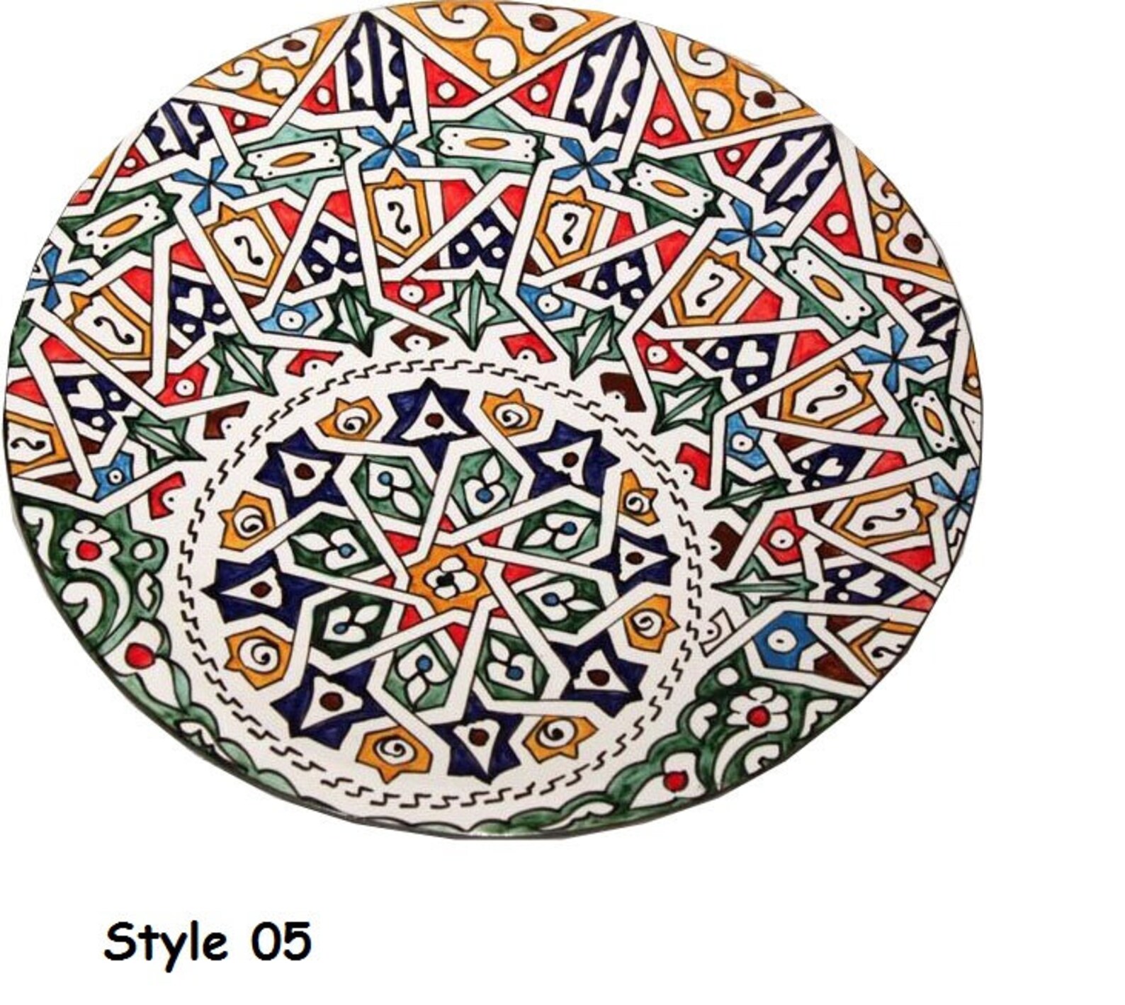 2 Set of Hand Painted Moroccan Ceramic Plate, Platter From Fes, S / M ...