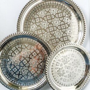 Handcrafted Moroccan Tray, Decorative Tray, Silver Tray, Moroccan Decor ...
