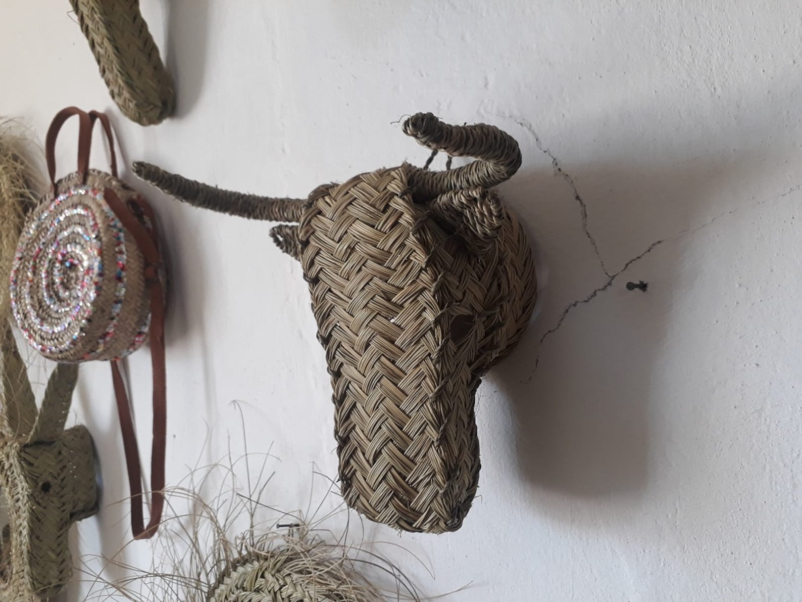 Moroccan Straw Bull Head, Animal Head Wall Decor, Faux Trophy,moroccan ...
