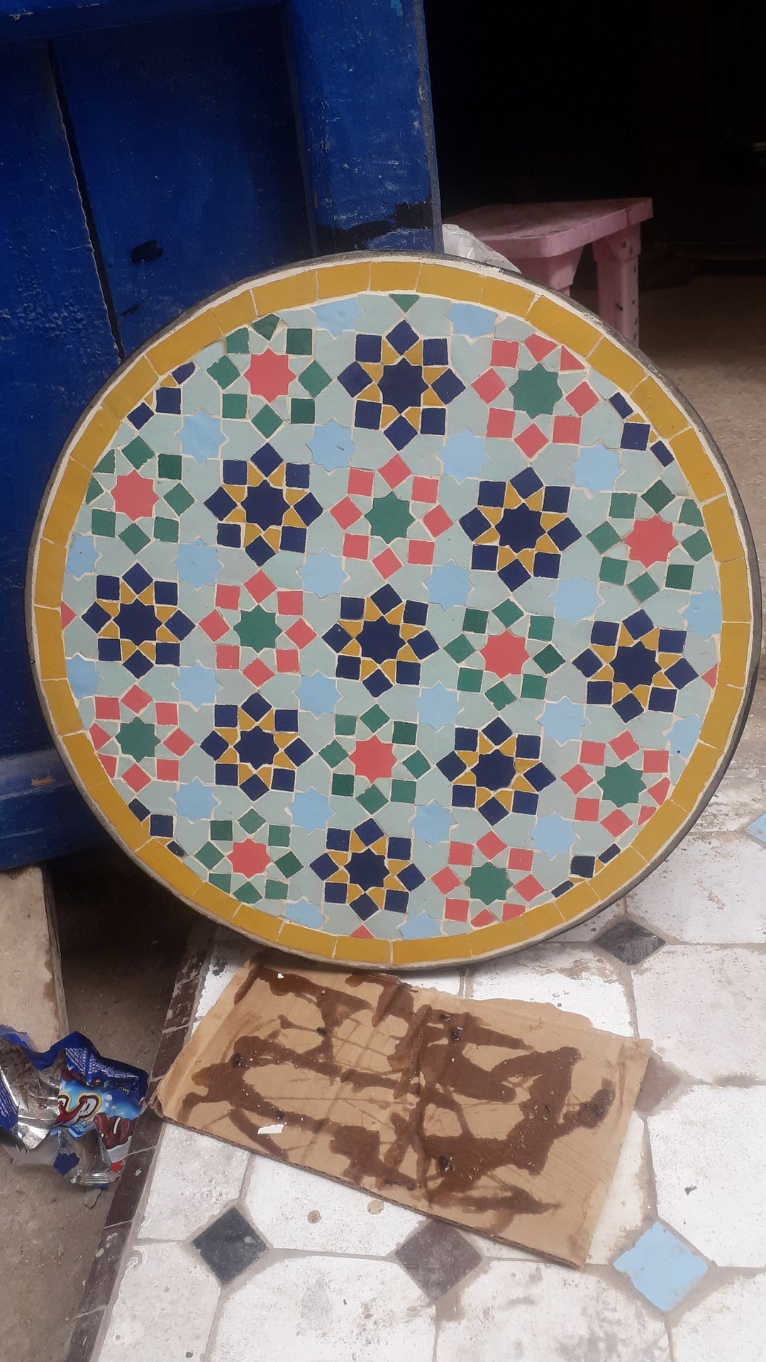 48" Moroccan Mosaic Table, Moroccan Handmade Mosaic Round Table, Beldia ...