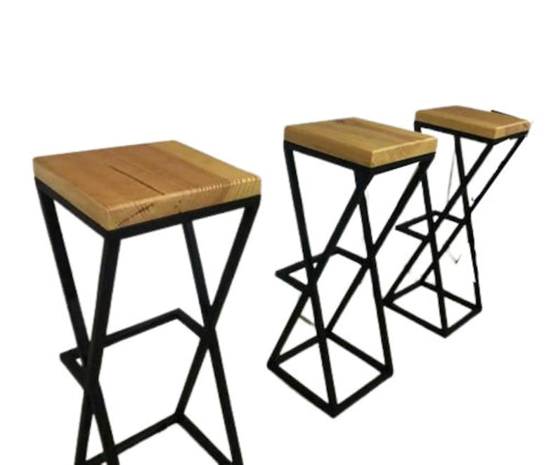 Industrial Style Wrought Iron Bar Stools, Handmade Iron Bar Chair, Bar ...