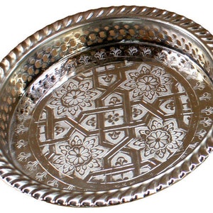 Handcrafted Moroccan Tray, Decorative Tray, Silver Tray, Moroccan Decor ...