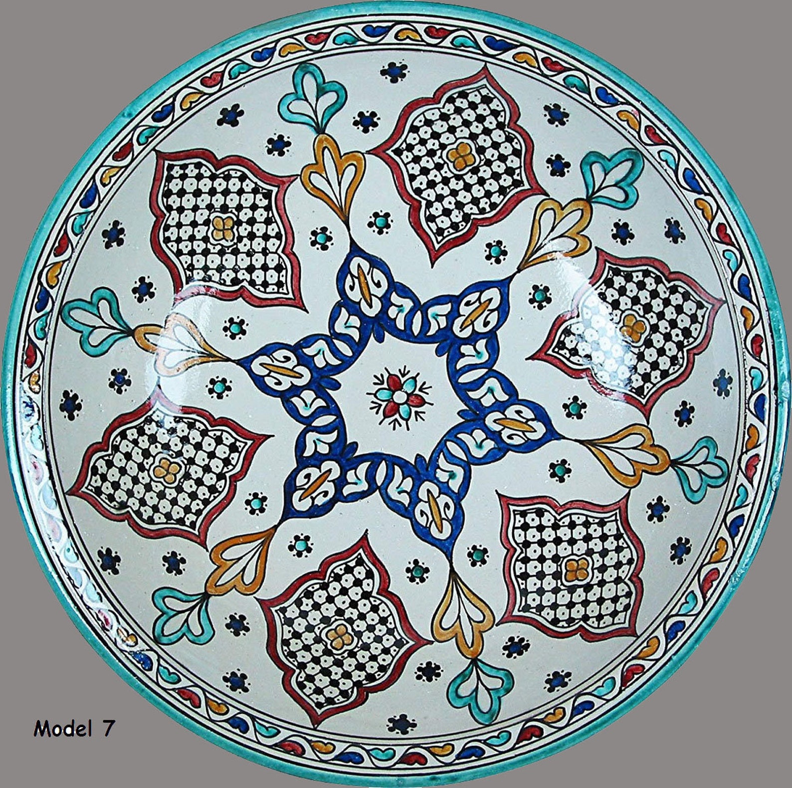2 Set of Hand Painted Moroccan Ceramic Plate, Platter From Fes, S / M ...
