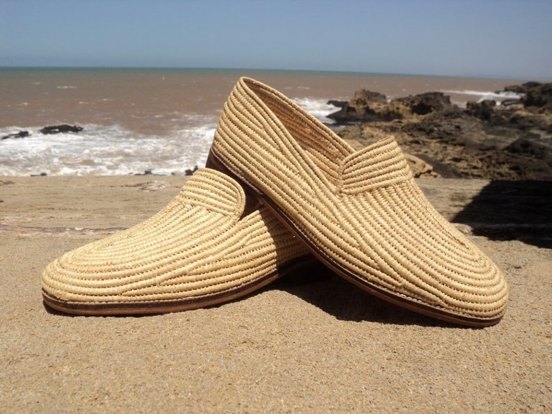 Moroccan Raffia Moccasins Hand Woven Raffia Shoes Summer - Etsy