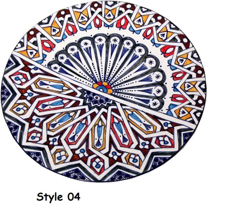 2 Set of Hand Painted Moroccan Ceramic Plate, Platter From Fes, S / M ...