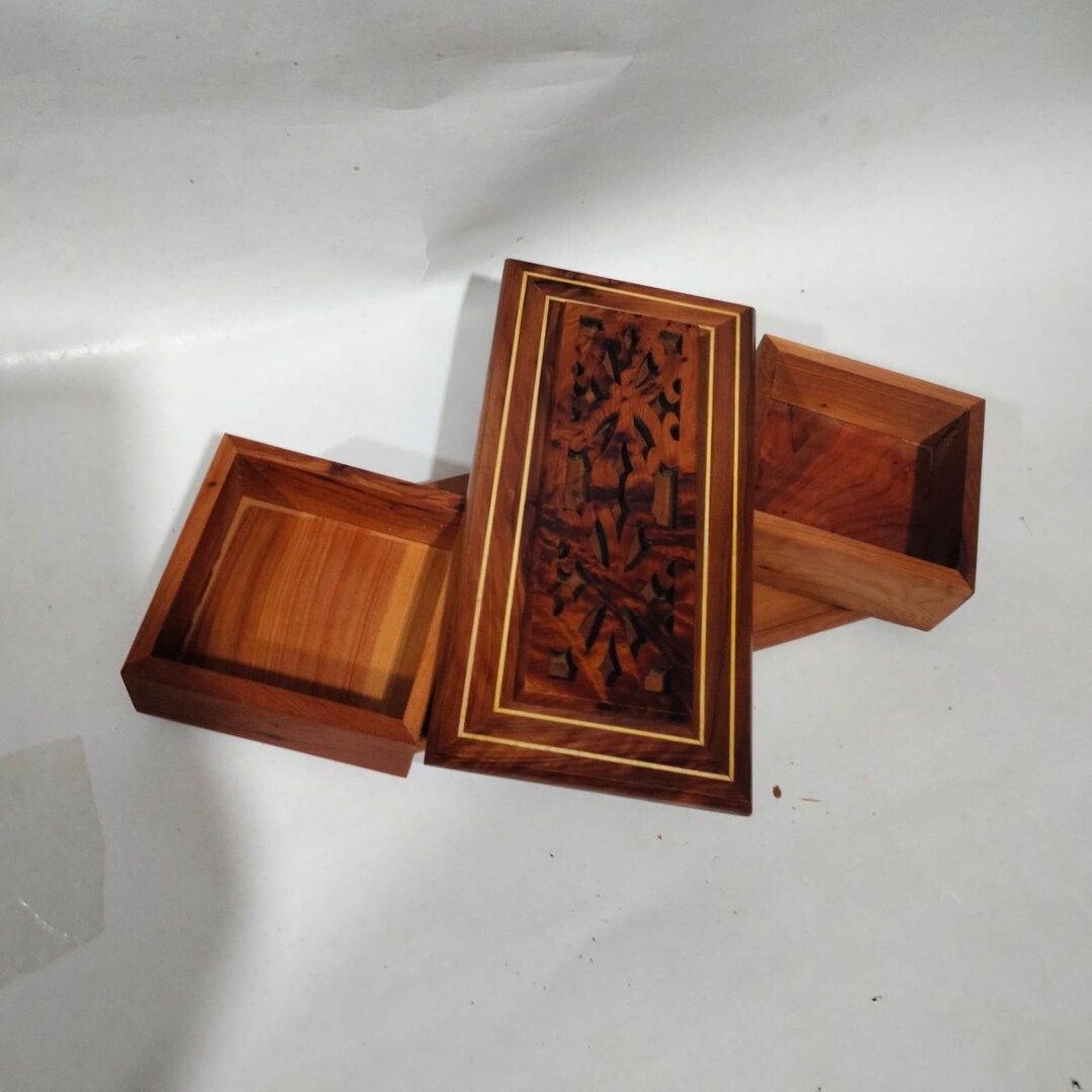 Moroccan Thuya Burl Box With 2 Drawers for Jewelry From Morocco ...