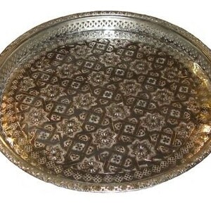 Handcrafted Moroccan Tray, Decorative Tray, Silver Tray, Moroccan Decor ...