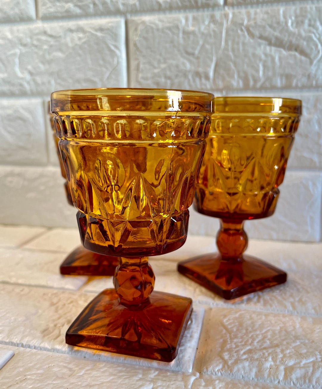 Retro Set of Three Small Goblets From Indiana Glass - Etsy