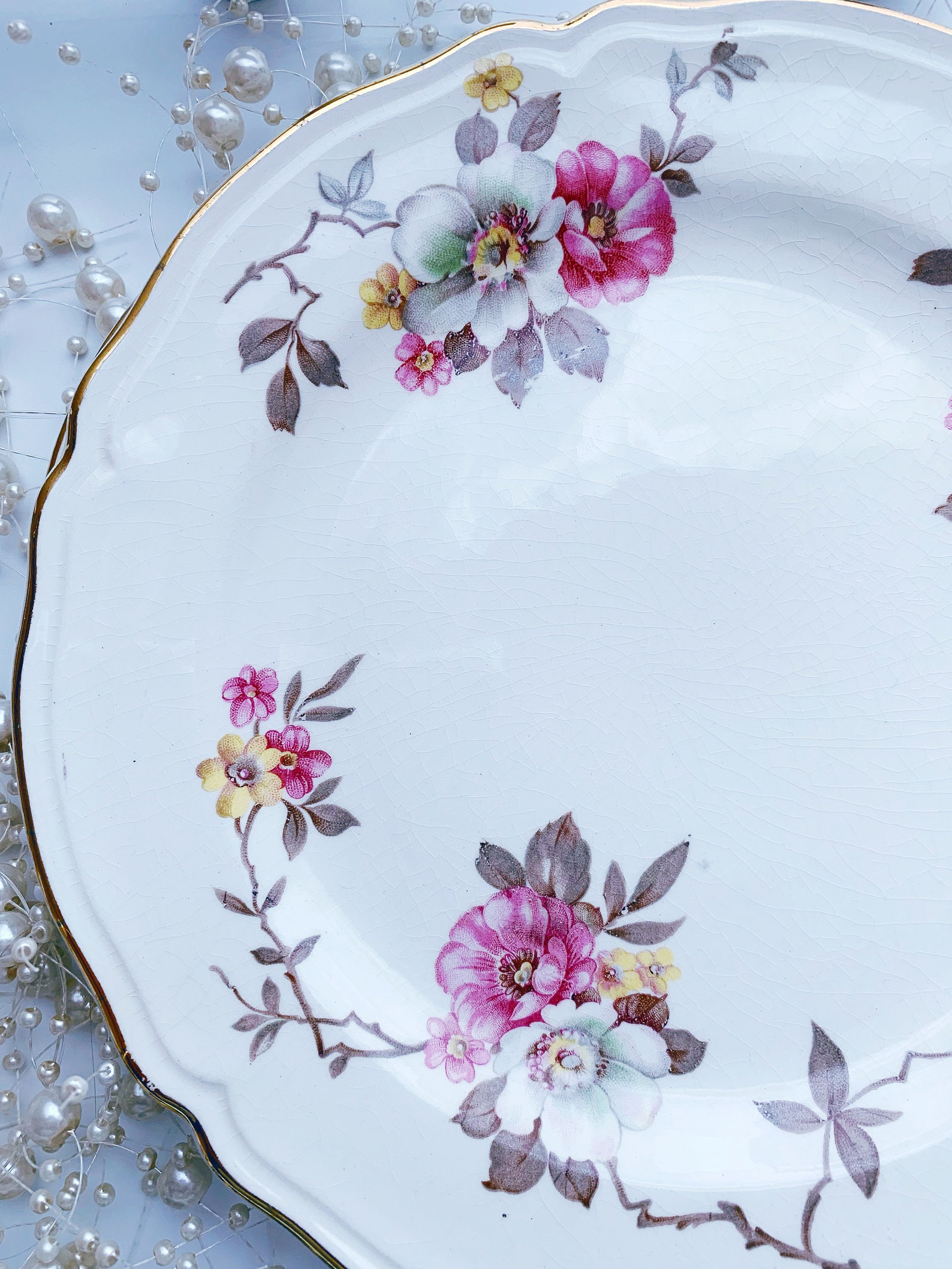 Vintage Flower Print Fine China Plates Vintage Fine China | Etsy