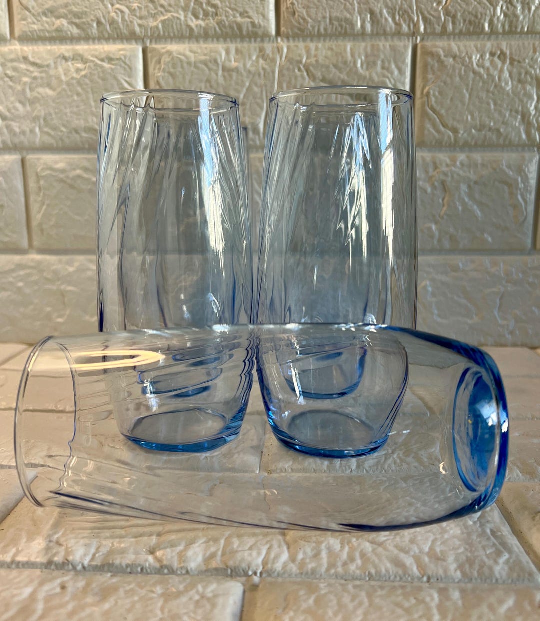 Vintage Libbey Blue Swirl Tumblers - Etsy