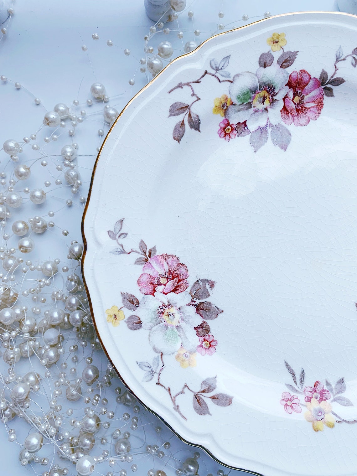 Vintage Flower Print Fine China Plates Vintage Fine China - Etsy