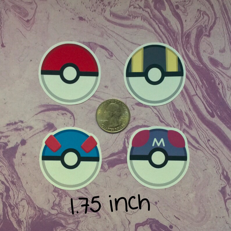 Matte Pokeball Sticker Set 2 Sizes Available Cute Small - Etsy