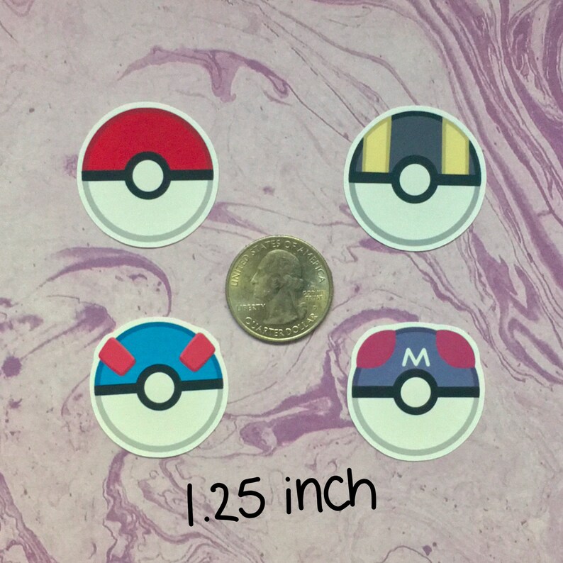 Matte Pokeball Sticker Set 2 Sizes Available Cute Small - Etsy