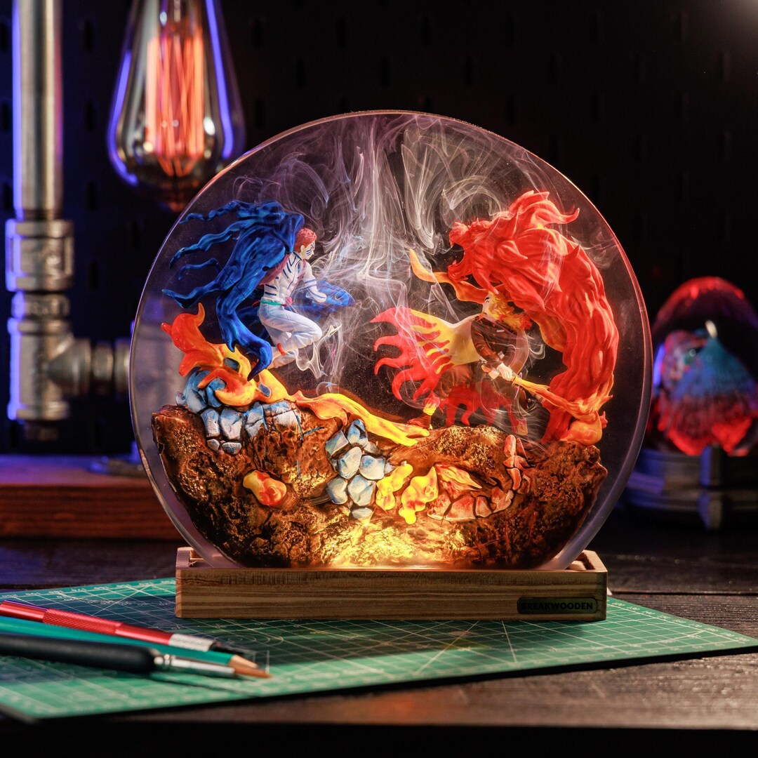 Demon Slayer Epoxy Resin Lamp, Kimetsu No Yaiba Anime Art Night Light ...
