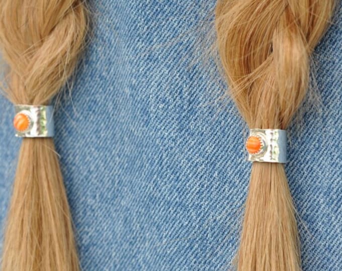 Pair of Orange Spiny Shell Hair Cuffs - Sterling Silver - Etsy