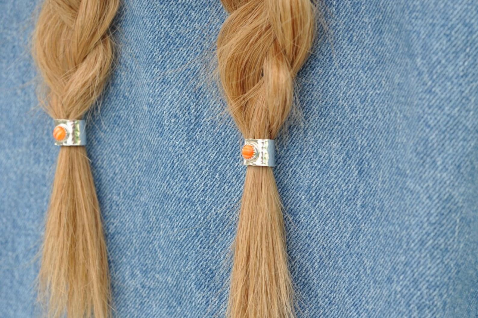 Pair of Orange Spiny Shell Hair Cuffs - Sterling Silver - Etsy