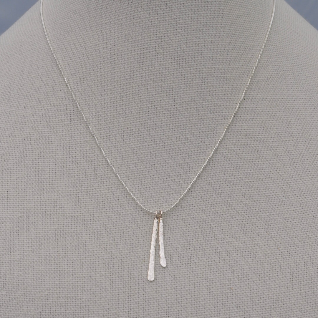 Sterling Silver Hammered Stick Necklace - Etsy