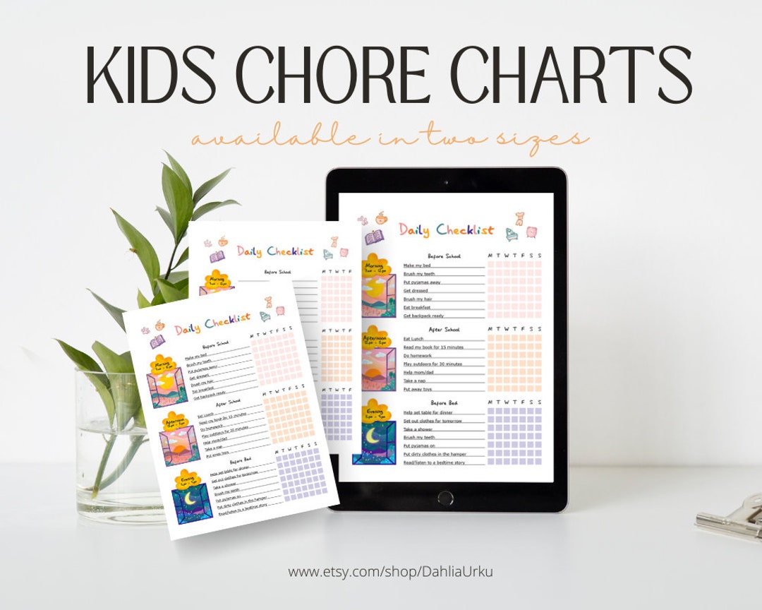 Editable Daily Chore Checklist for Kids, Kids Chore Charts, Kids ...