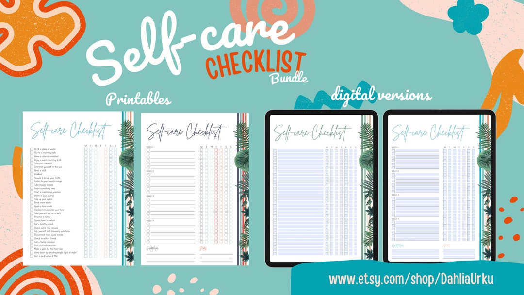 Self-care Checklist Bundle - Etsy