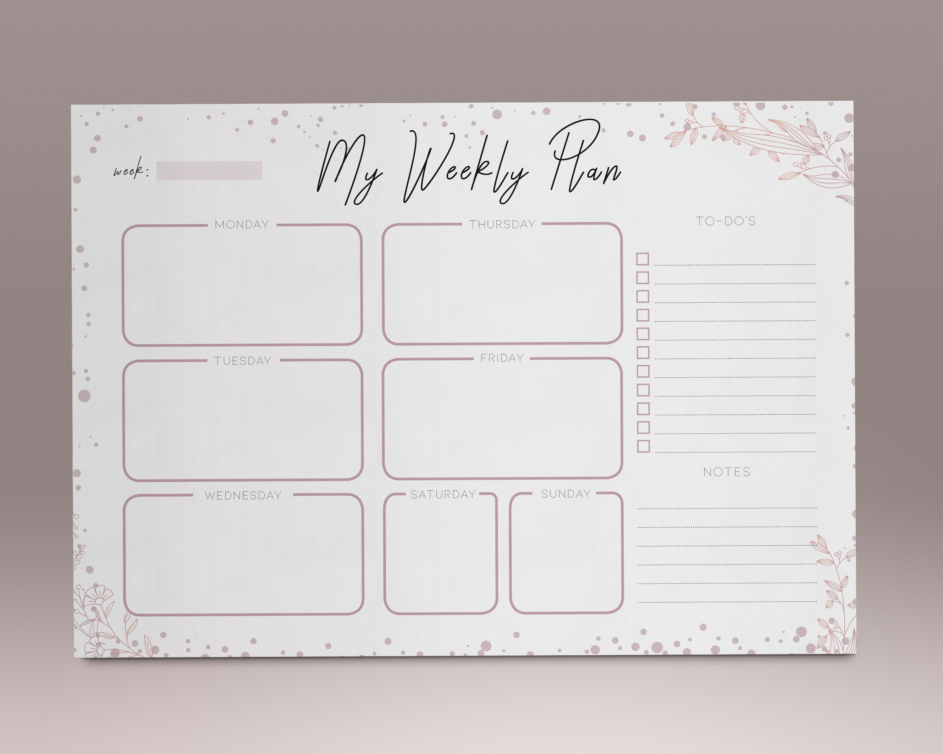 Weekly Planner | Digital Printable | My Weekly Plan | 2 Size Options - Etsy